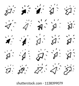 Hand Drawn Arrows Click Doodles Set Stock Vector (Royalty Free ...