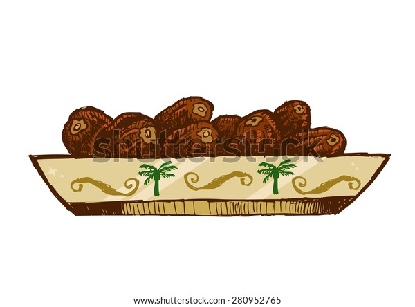 Hand Drawn Art Dates On Plate Stock Vector (Royalty Free) 280952765
