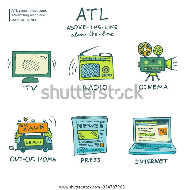 Hand Drawn Atl Communications Symbols Collection Stock Vector (Royalty ...