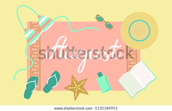 Hand Drawn August Typography Lettering Poster Stock Vector (Royalty ...