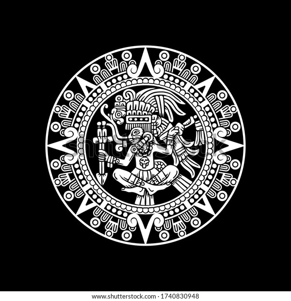 Hand Drawn Aztec Warrior Medallion Plaque Stock Vector (Royalty Free ...