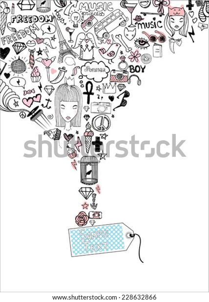 Hand Drawn Background Doodles Place Text Stock Vector (Royalty Free ...