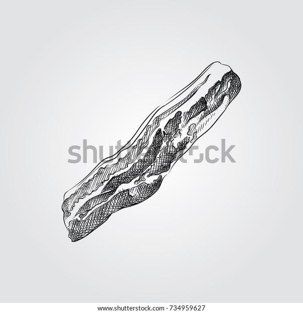 Hand Drawn Bacon Sketch Symbol Isolated Stock Vector (Royalty Free ...