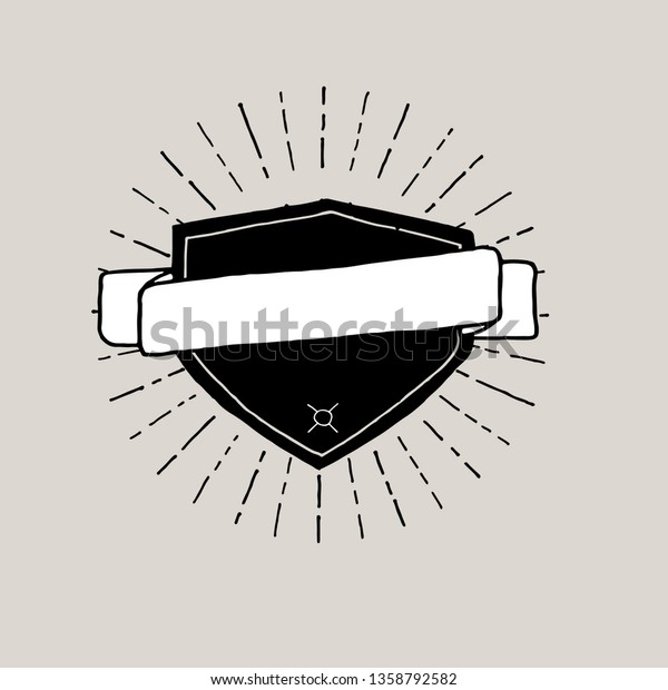 Hand Drawn Badge Logo Design Stock Vector (Royalty Free) 1358792582