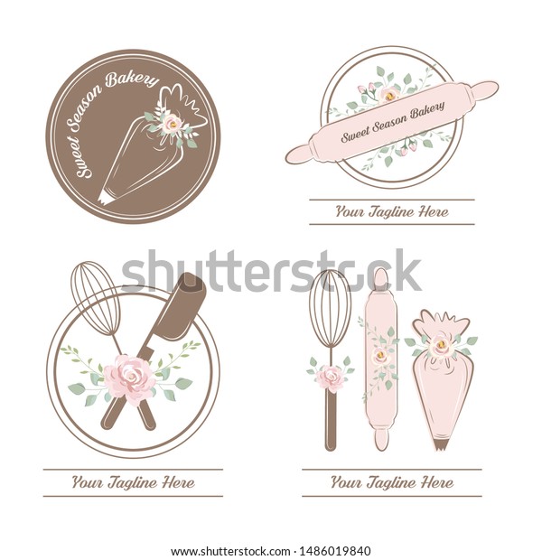 Hand Drawn Bakery Logo Set Stock Vector (Royalty Free) 1486019840 ...