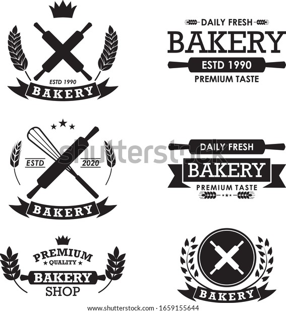 Hand Drawn Bakery Logos Collection Vector Stock Vector (Royalty Free ...