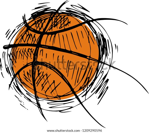 Hand Drawn Basketball Vector Stock Vector (Royalty Free) 1209290596