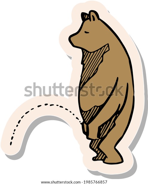 Hand Drawn Bear Urinating Sticker Style Stock Vector (Royalty Free ...