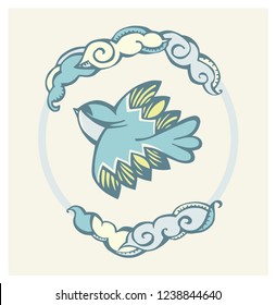 Hand Drawn Bird Flying Stock Vector (Royalty Free) 1238844640 ...