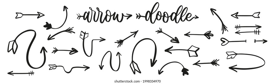 Hand Drawn Black Arrows Handwritten Arrows Stock Vector (Royalty Free ...