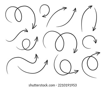 Hand Drawn Black Arrows On White Stock Vector (Royalty Free) 2210191953 ...