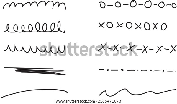 Vektor Stok Hand Drawn Black Dividing Lines On (Tanpa Royalti ...