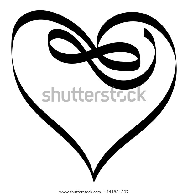 Hand Drawn Black Infinity Heart Love Stock Vector (Royalty Free ...