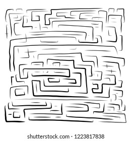 Hand Drawn Black Labyrinth On White Stock Vector (Royalty Free ...