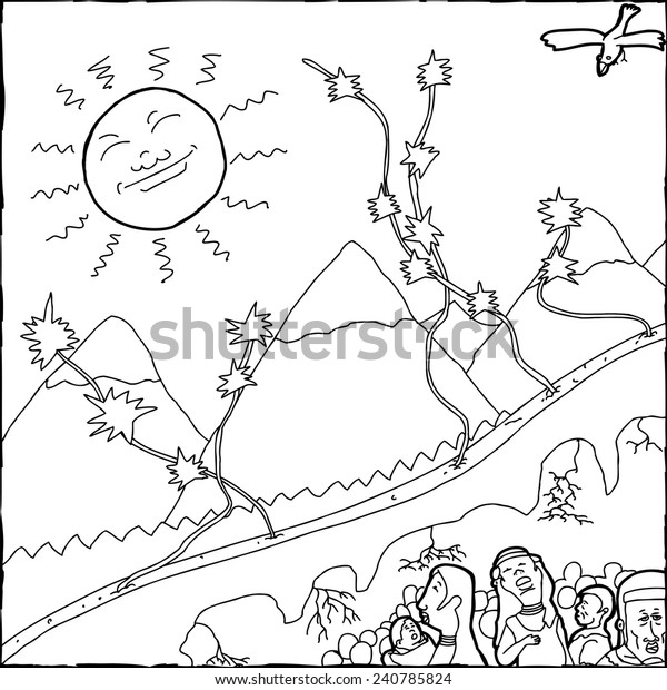 Hand Drawn Black Outline Native American : image vectorielle de stock ...