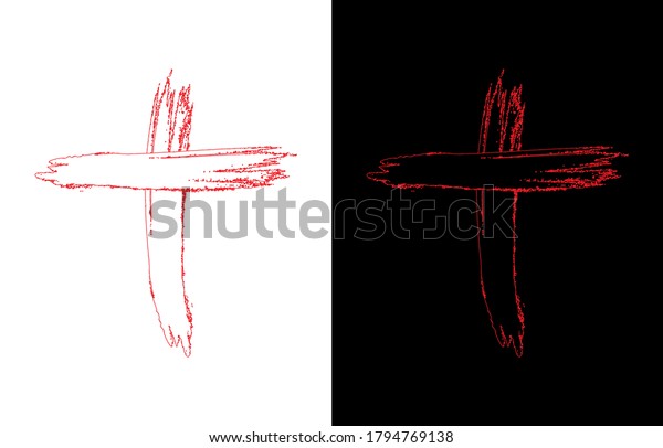 Hand Drawn Black Red Grunge Cross Stock Vector (Royalty Free ...