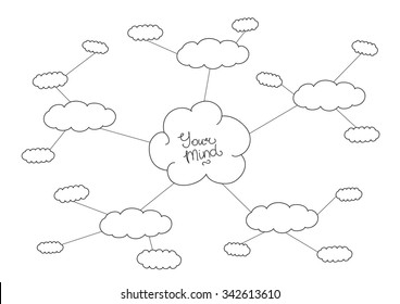 Hand Drawn Black White Mindmap Design Stock Vector (Royalty Free ...