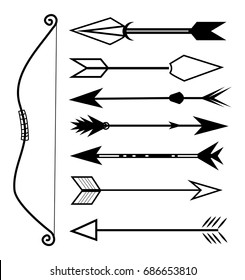 Hand Drawn Bow Arrow Doodle Icon Stock Vector (Royalty Free) 686653810 ...
