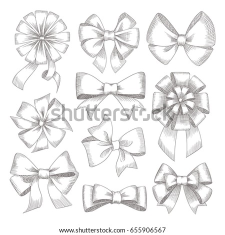 Hand Drawn Bows Illustration Different Types Stock Vector (Royalty Free ...