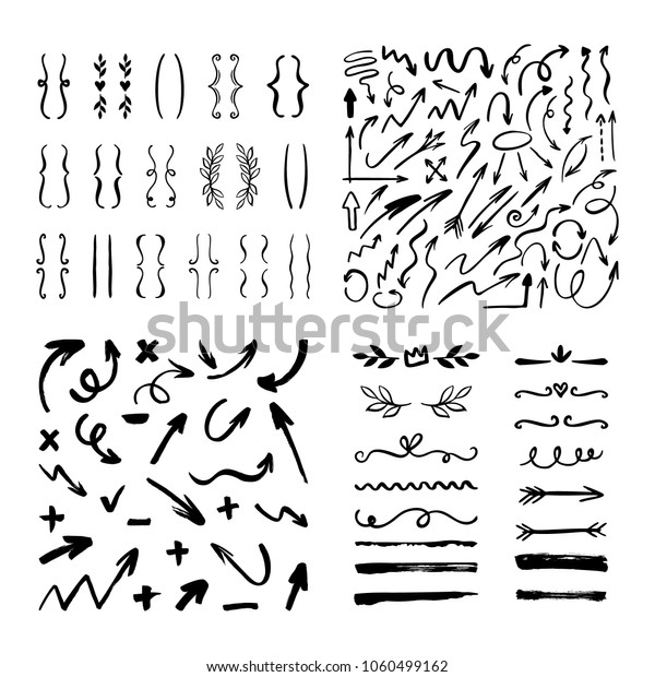 Hand Drawn Brackets Arrow Set Vector Stock Vector (Royalty Free ...