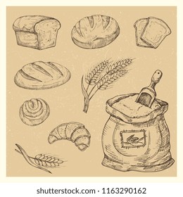 Vector Hand Drawn Bread Icons Set Stock Vector (Royalty Free) 141936031