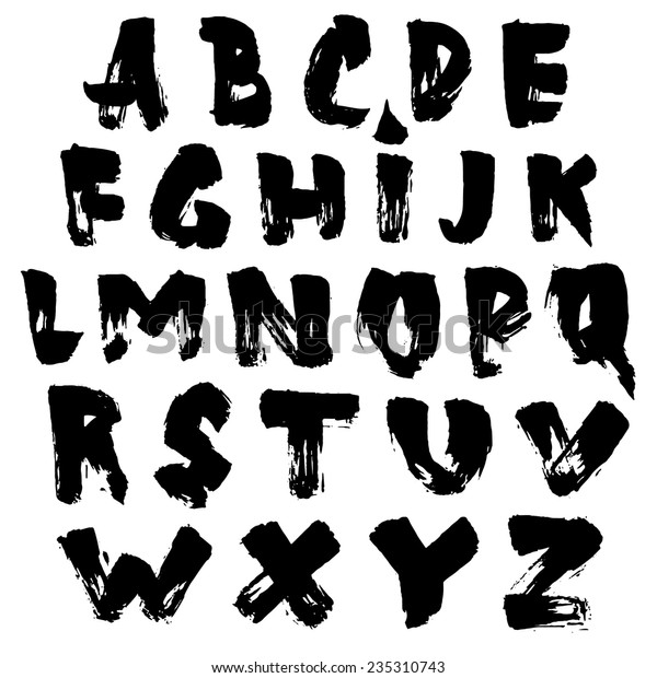 Hand Drawn Brush Alphabet Set Stock Vector (Royalty Free) 235310743
