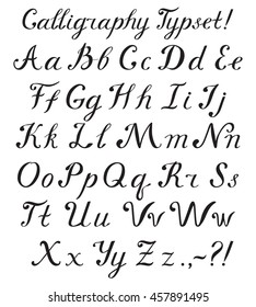 Hand Drawn Brush Calligraphy Alphabet Letters Stock Vector (Royalty ...