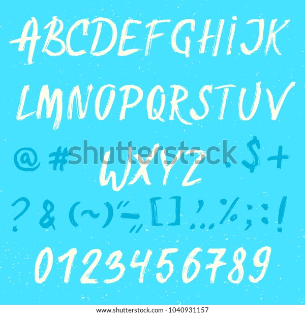 Hand Drawn Brush Font Hand Painted Stock Vector (Royalty Free ...