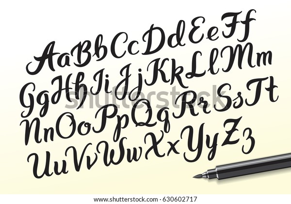Hand Drawn Brush Pen Alphabet Letters Stock Vector (Royalty Free ...