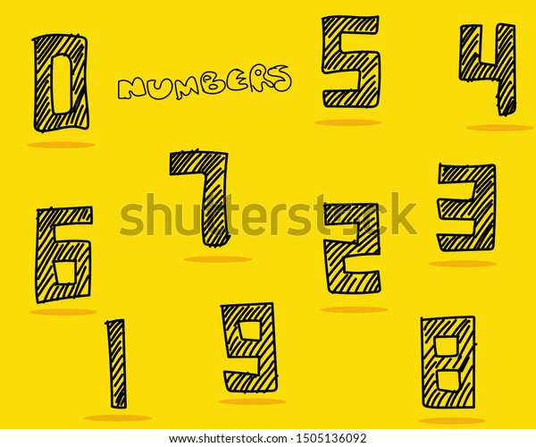 Hand Drawn Brush Pen Vector Numbers 库存矢量图（免版税）1505136092 | Shutterstock