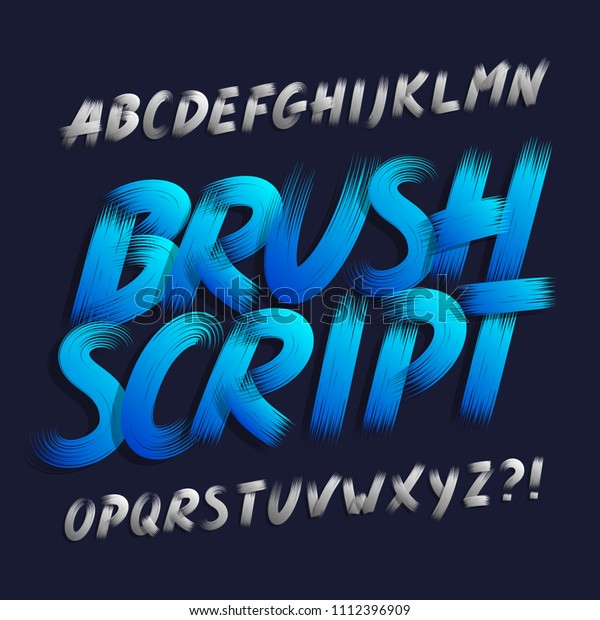 Hand Drawn Brush Stroke Alphabet Font Stock Vector (Royalty Free ...