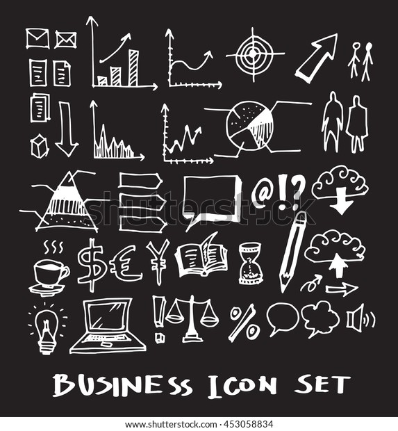 Hand Drawn Business Icon Set Chalkboard Stock Vector (Royalty Free ...