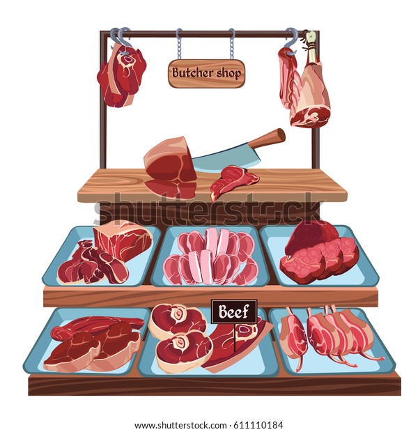 Hand Drawn Butcher Shop Concept Knife Stock Vector (Royalty Free ...