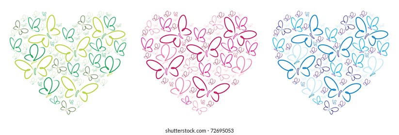 Hand Drawn Butterflies Heart Shape Vector Stock Vector (Royalty Free ...