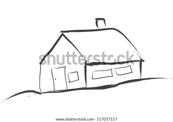 Hand Drawn Cabin Simple Line Art Stock Vector (Royalty Free) 117037117