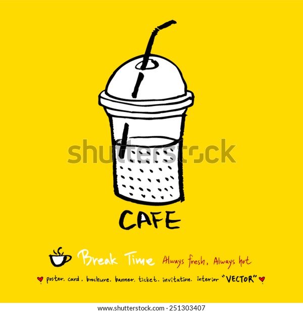 Hand Drawn Cafe Poster Illustration Vector Stock Vector (Royalty Free ...