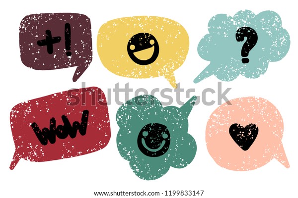 Hand Drawn Callout Clouds Various Marks Stock Vector (Royalty Free ...