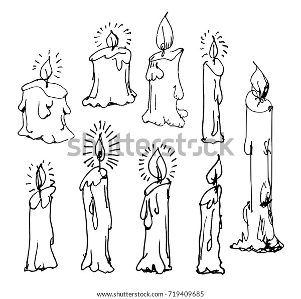 Hand Drawn Candles Set Stock Vector (Royalty Free) 719409685