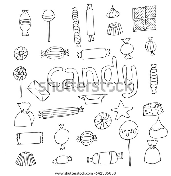 Hand Drawn Candy Set Stock Vector Stock Vector (Royalty Free) 642385858 ...