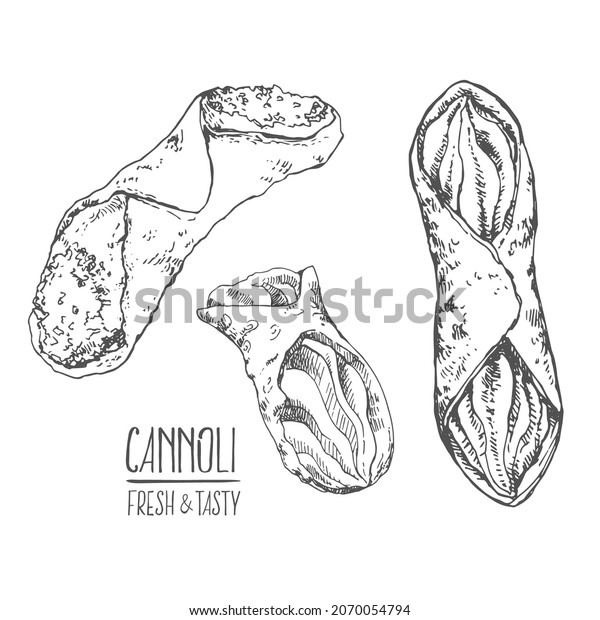 Hand Drawn Cannoli Illustration On White Stock Vector (Royalty Free ...