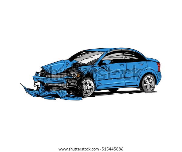 Ilustración de choque de coche dibujado a mano. Esbozo automático de ...