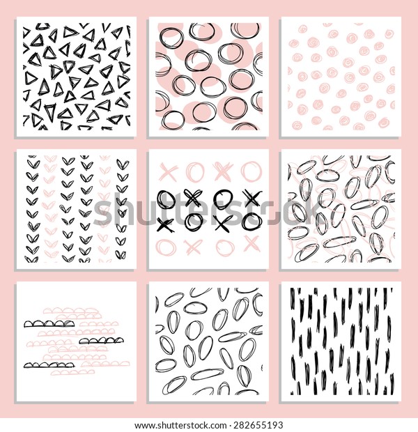 Hand Drawn Cards Templates 6 Seamless Stock Vector (Royalty Free ...