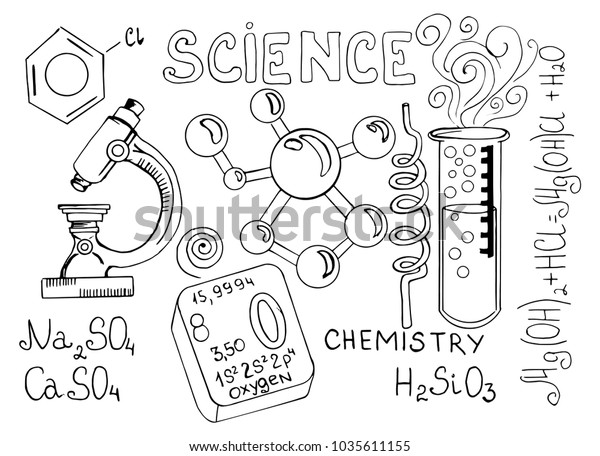 Hand Drawn Cartoon Background Science Theme Stock Vector (Royalty Free ...
