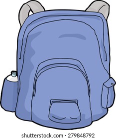 Hand Drawn Cartoon Blue Backpack Water Stock Vector (Royalty Free ...