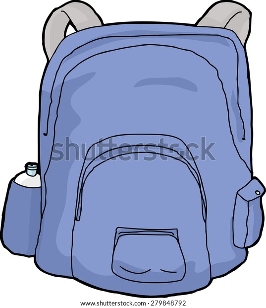 Hand Drawn Cartoon Blue Backpack Water Stock Vector (Royalty Free ...