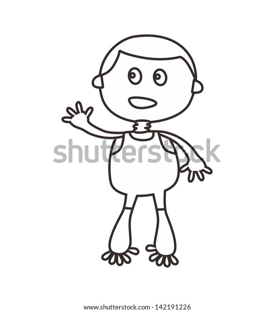 Hand Drawn Cartoon Boy Wave Smile Stock Vector (Royalty Free) 142191226 ...