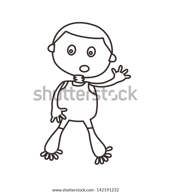 Hand Drawn Cartoon Boy Wave Stock Vector (Royalty Free) 142191232 ...