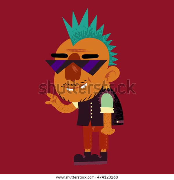 Hand Drawn Cartoon Character Guy Mohawk : image vectorielle de stock ...