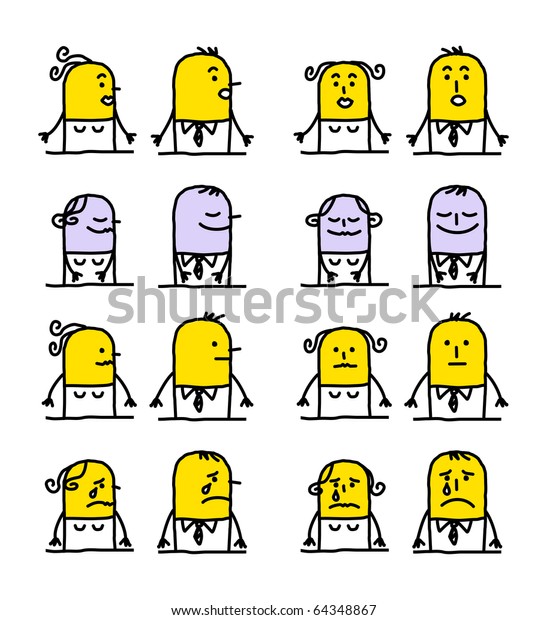 Hand Drawn Cartoon Characters Emotions Stock Vector (Royalty Free ...