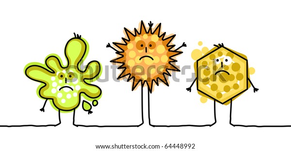 Hand Drawn Cartoon Characters Funny Microbes Stock Vector (Royalty Free ...